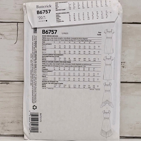 Butterick | Dresses | 5 For 25 Butterick B6757 Sewing Patterns Plus ...